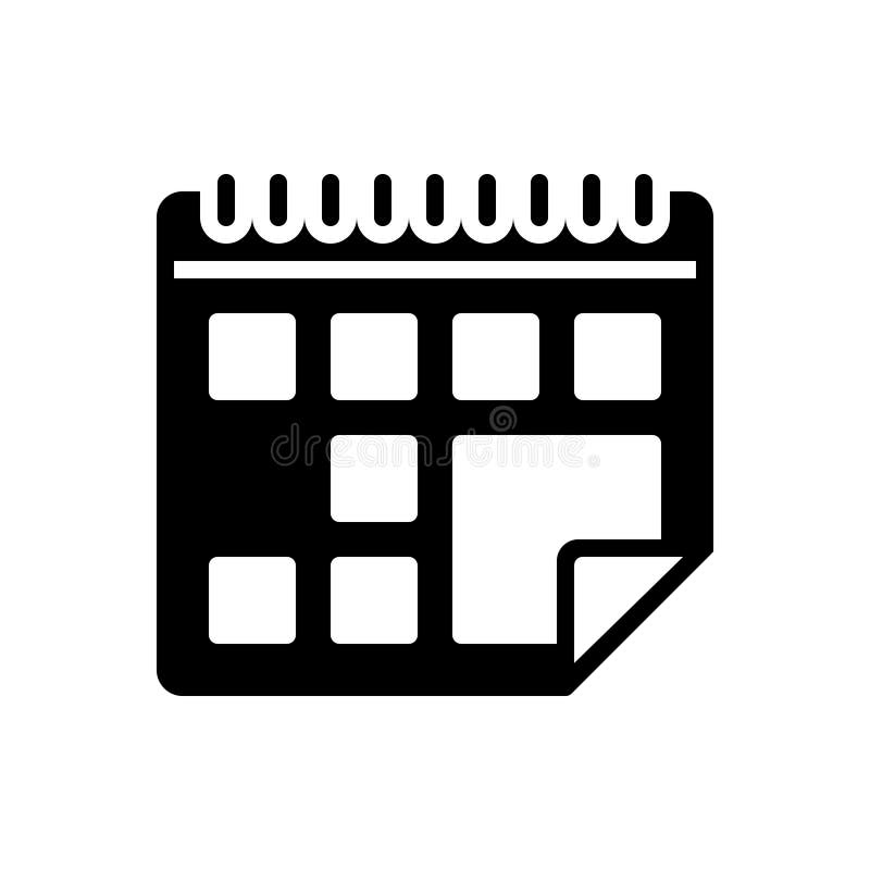 Black Solid Icon for Calendar, Almanac and Chronology Stock Vector ...