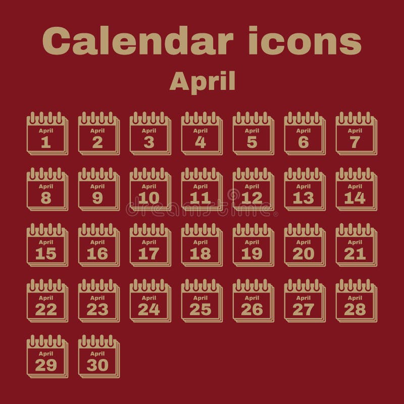 The Calendar Icon. April Symbol Stock Vector - Illustration of spiral ...