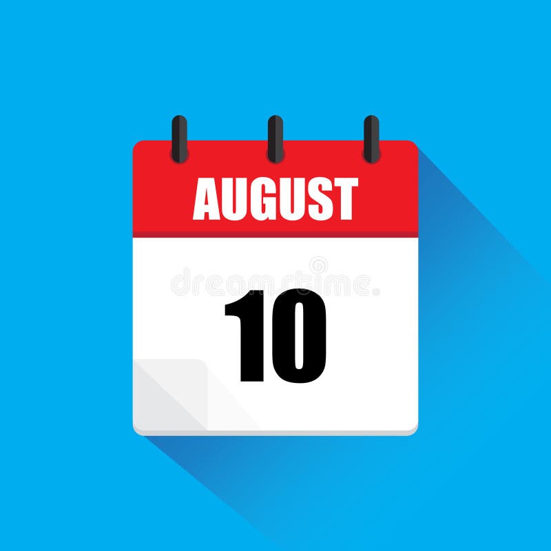 Calendar Icon August. Red Header Design. Tenth August Detail. Vector ...