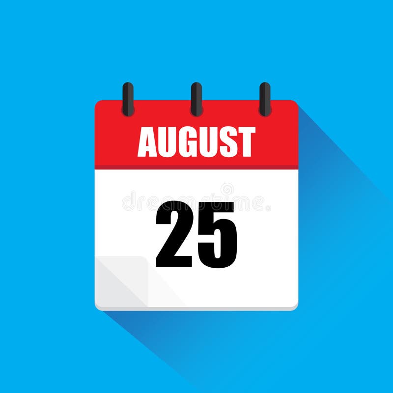 Calendar Icon August. Red Header Design. Twenty Fifth August. Vector ...