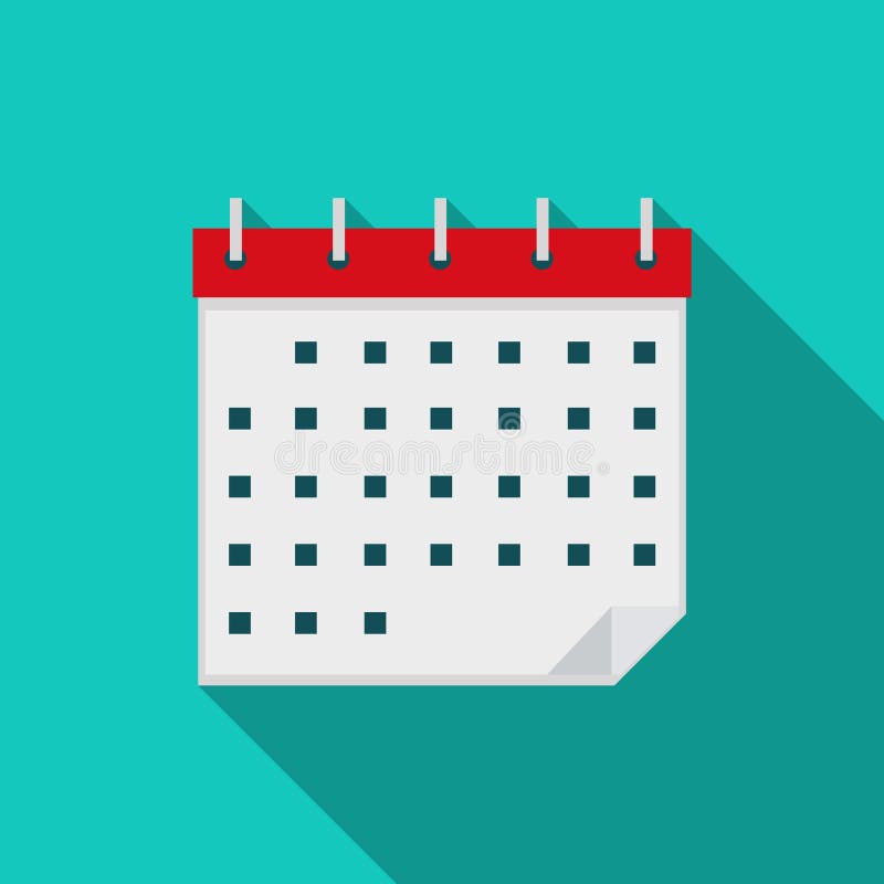 Calendar Icon Cartoon Vector Flat Design on Green Background Stock ...