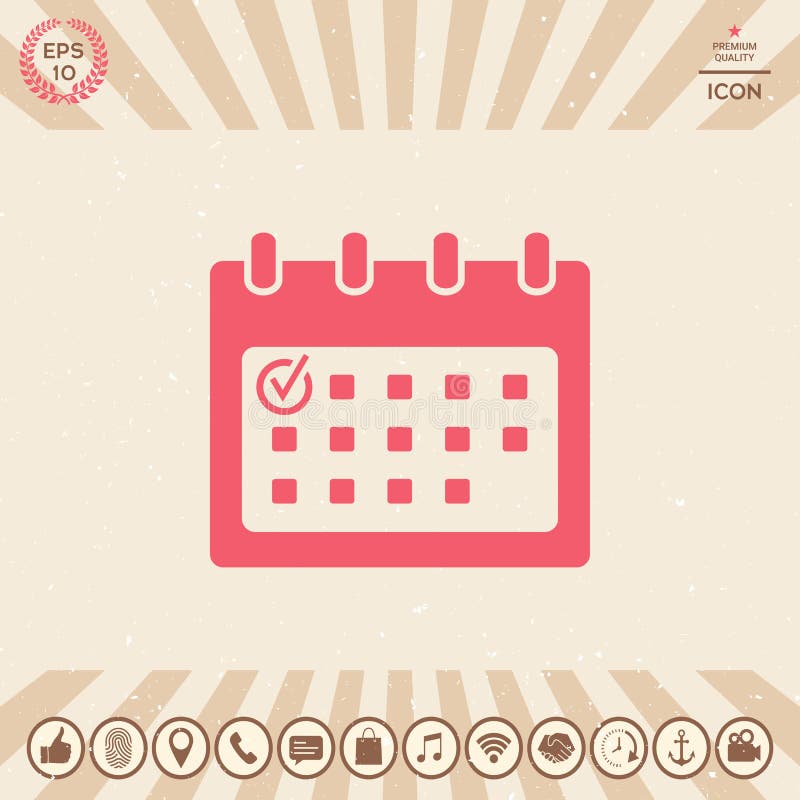 Calendar Icon with Check Mark Stock Vector - Illustration of correct ...