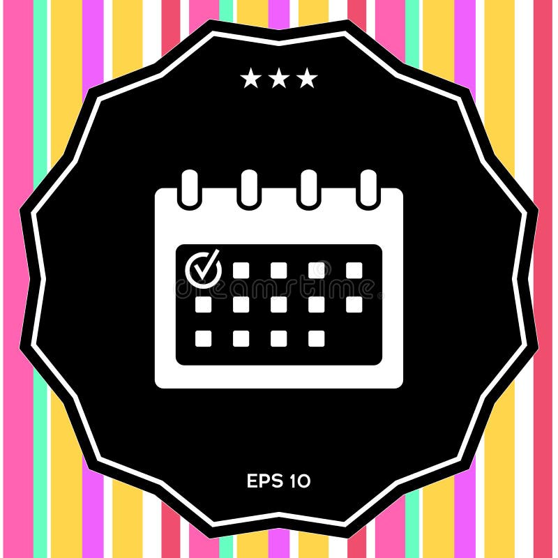 Calendar Icon with Check Mark Stock Vector - Illustration of paper ...