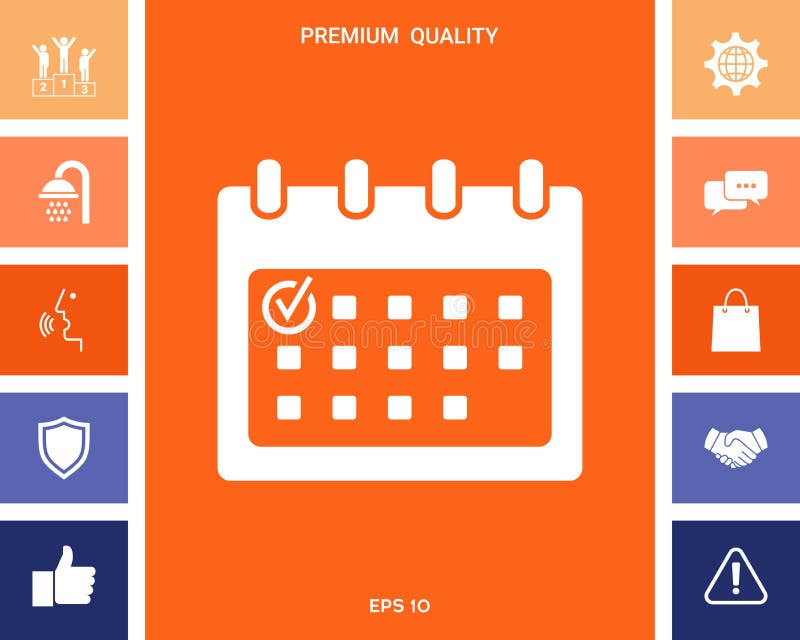 Calendar Icon with Check Mark Stock Vector - Illustration of event ...