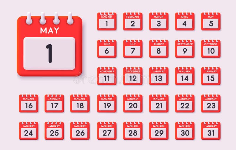 Calendar Icon with Date from 1 To 31. Event Schedule Date. Meeting ...