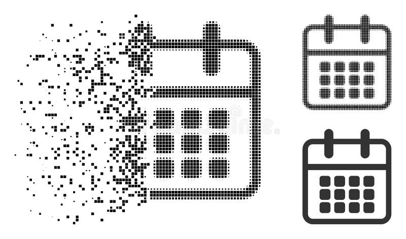 Fragmented Pixel Halftone Calendar Icon Stock Vector - Illustration of ...