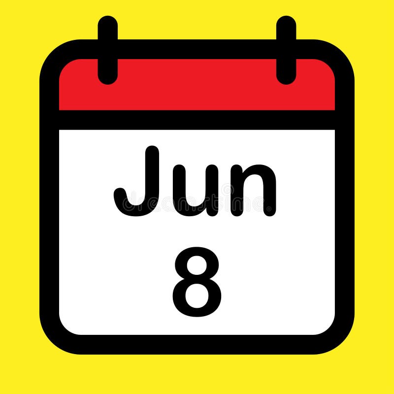 Calendar icon eighth June stock vector. Illustration of month - 243715784