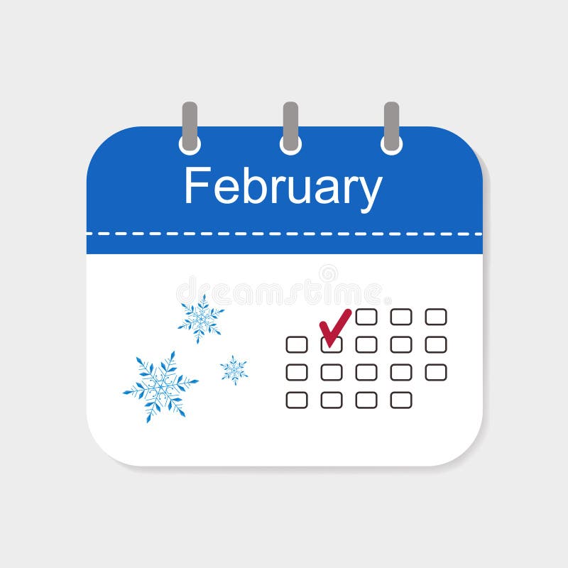 Calendar Icon February with Pattern Isolated on White Background Stock ...