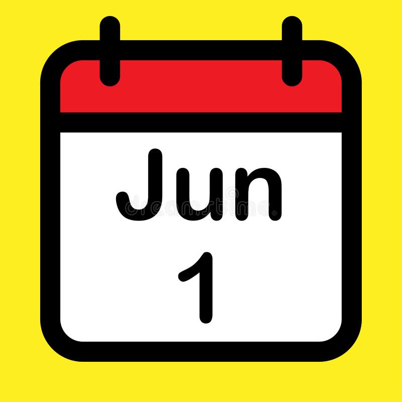 Calendar icon first June stock vector. Illustration of ring - 243715754