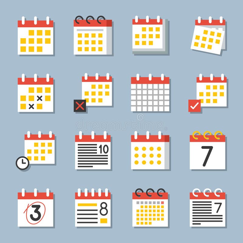 Calendar Icon, Flat Design in Various Type Stock Vector - Illustration ...