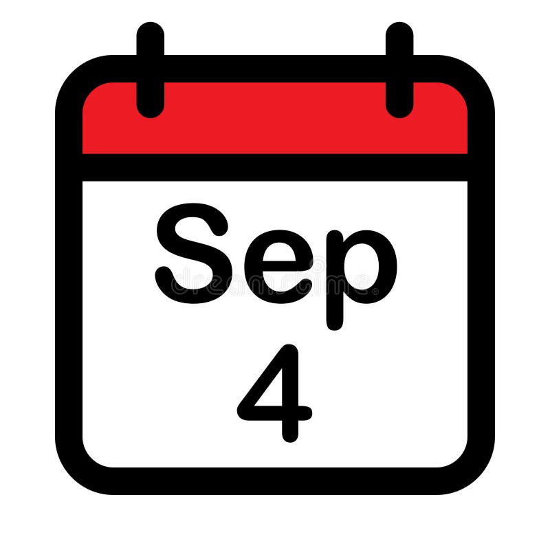 Calendar Icon with Fourth September Stock Vector - Illustration of icon ...