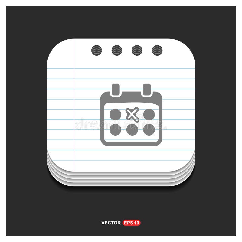 Calendar Icon Gray Icon on Notepad Style Template Vector EPS 10 Stock ...