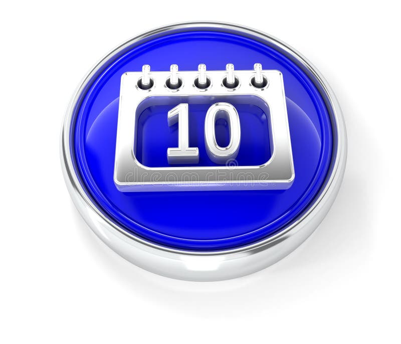 Calendar Icon on Glossy Blue Round Button Stock Illustration ...