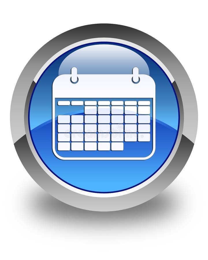 Calendar Icon Glossy Blue Round Button Stock Illustration ...