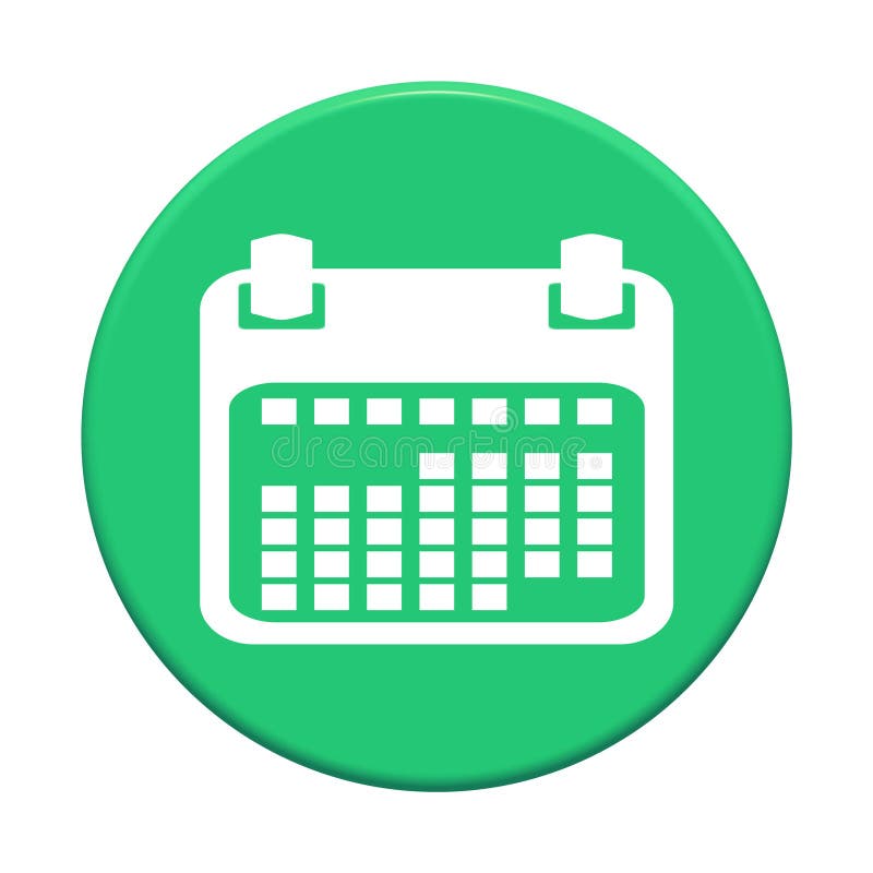 Calendar Icon on Green Round Button Stock Illustration - Illustration ...