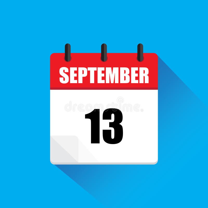 Calendar Icon Illustration. September Thirteen. Red and White Design ...