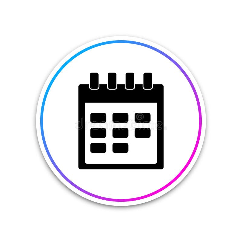 Calendar Icon Isolated on White Background. Circle White Button Stock ...