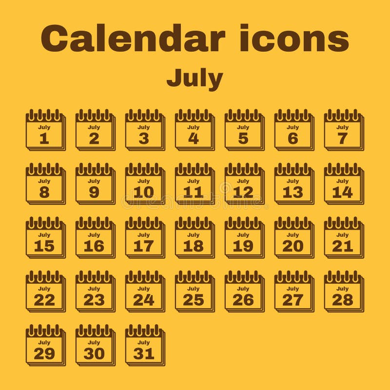 The Calendar Icon. July Symbol Stock Illustration - Illustration of ...