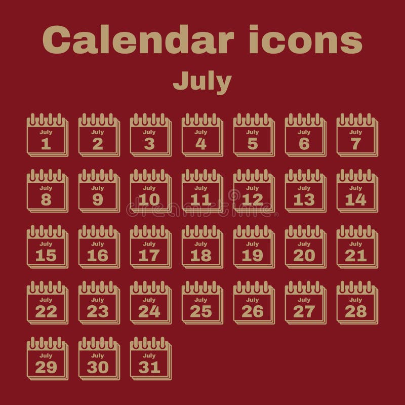 The Calendar Icon. July Symbol Stock Vector - Illustration of element ...