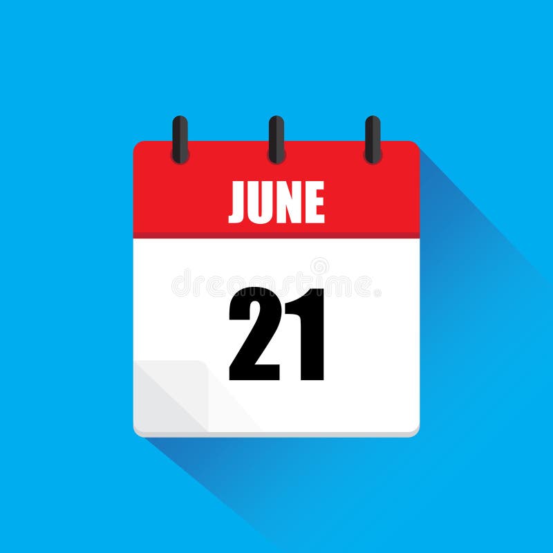 June 1 Calendar Icon. Red and White Page. Blue Background. Flat Vector ...