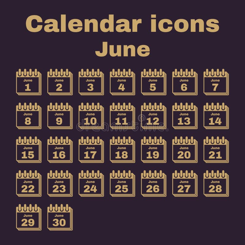 The Calendar Icon. June Symbol Stock Vector - Illustration of date ...