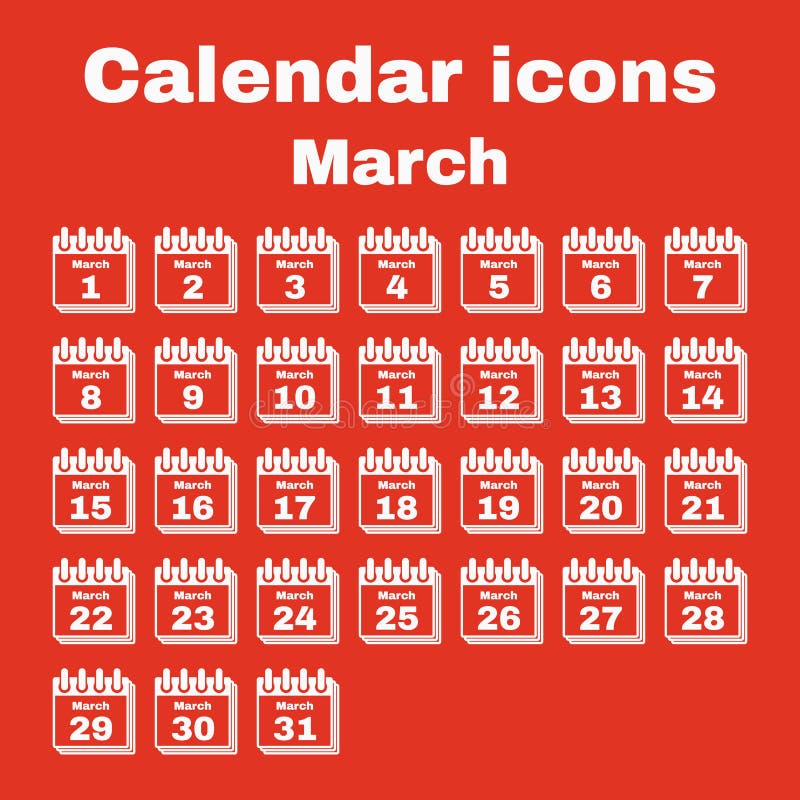 The Calendar Icon. March Symbol Stock Vector - Illustration of simple ...