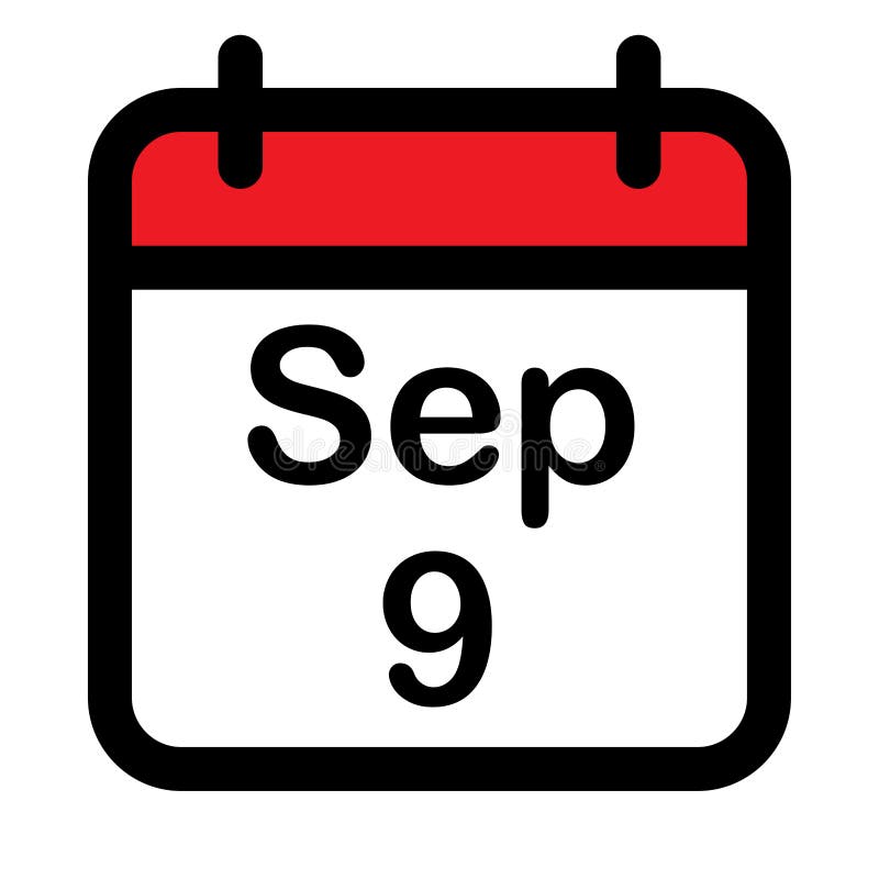 Calendar Icon with Ninth September Stock Vector - Illustration of ...