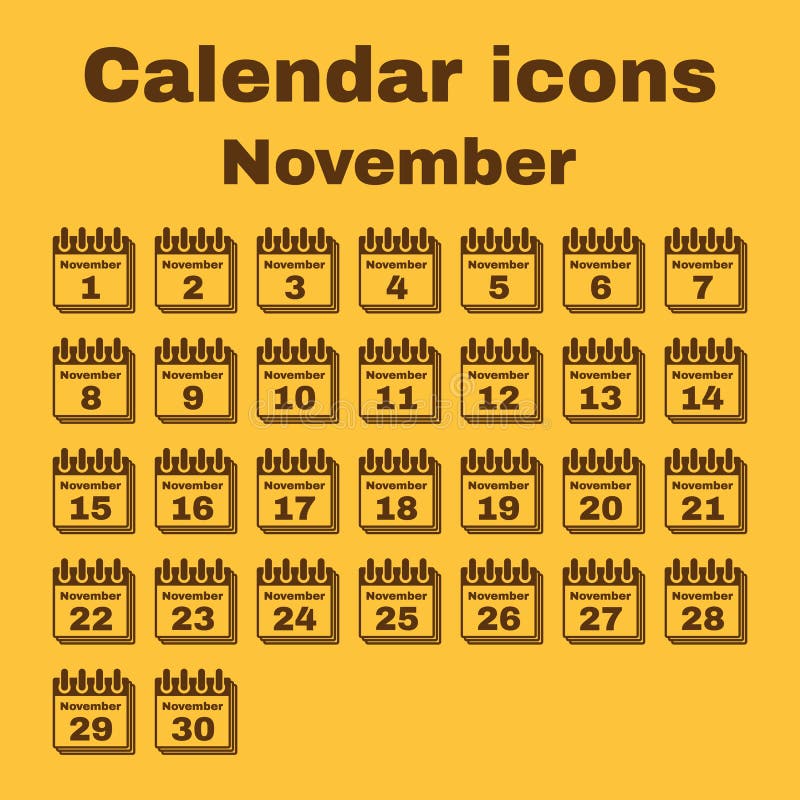 The Calendar Icon. November Symbol Stock Illustration - Illustration of ...