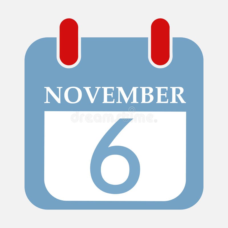 Calendar Icon November 6 Vector Illustration Eps 10 Stock Vector ...