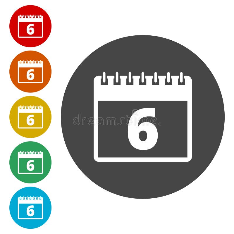 Calendar icon - number 6 stock vector. Illustration of black - 133245003