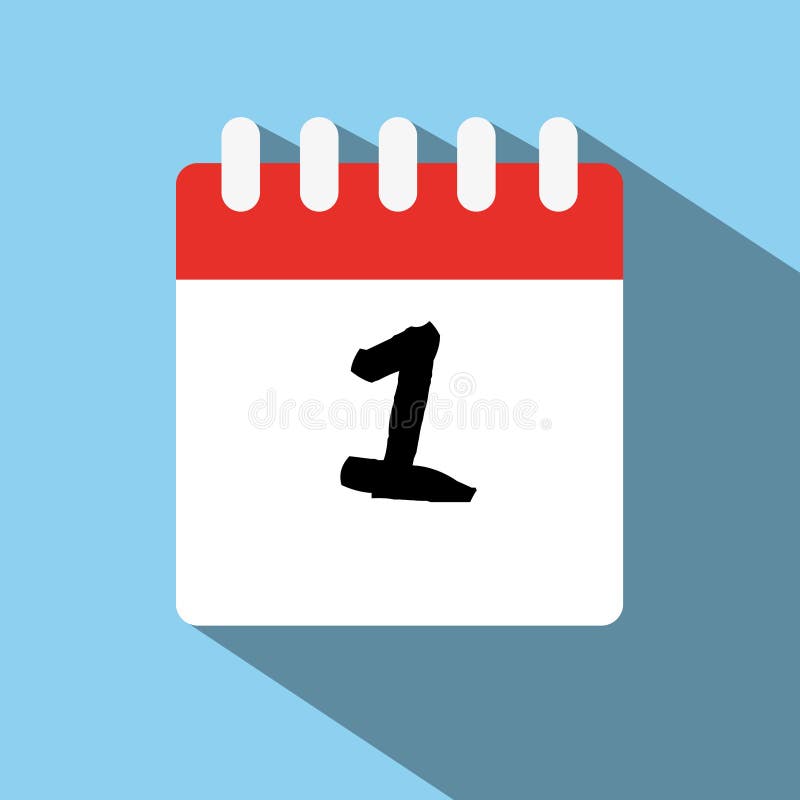Calendar Icon with Number 1. Vector Illustration Stock Illustration ...