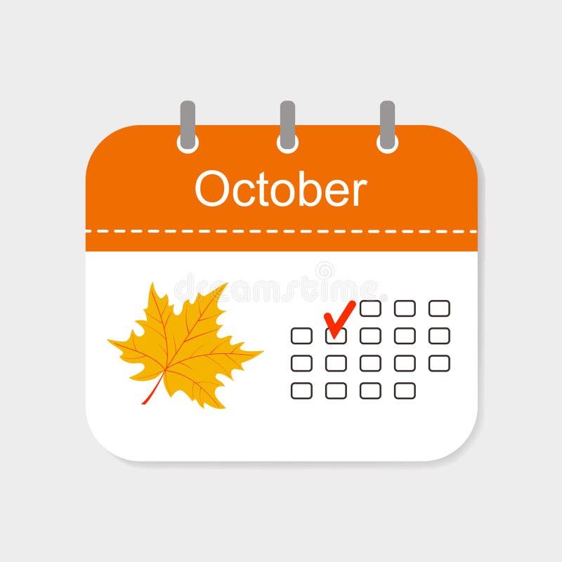 Calendar Icon with Pattern. October Stock Vector - Illustration of flat ...