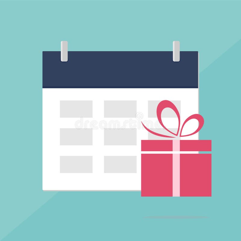 Calendar Icon with Pink Gift Box. Planning Stock Illustration ...