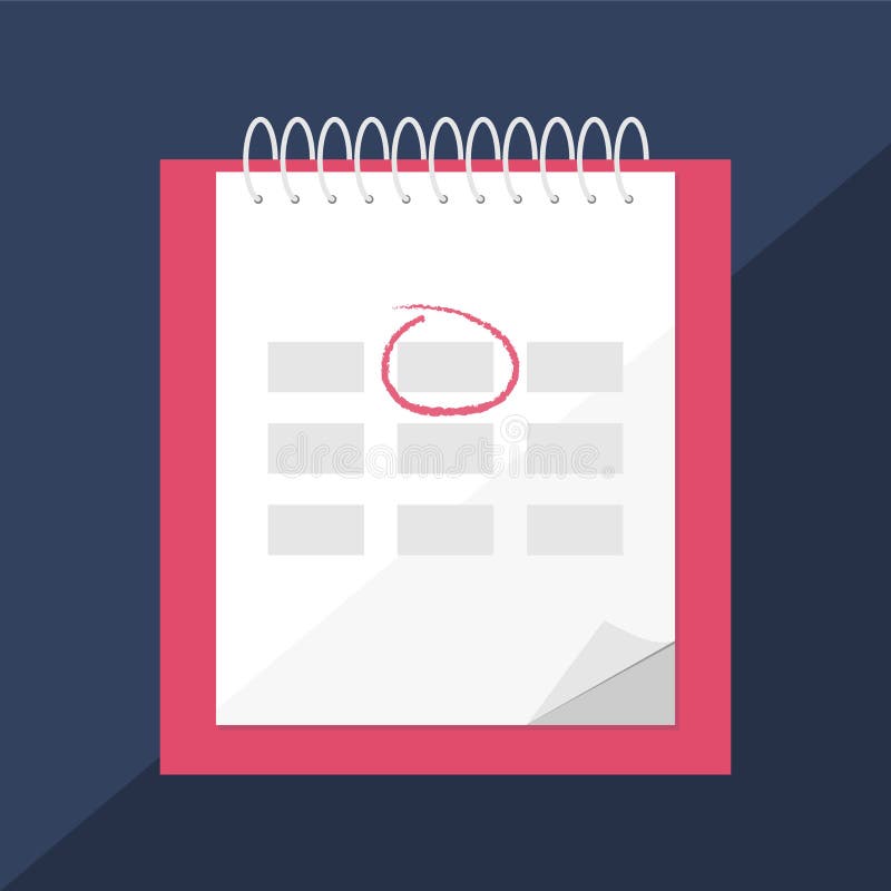 Calendar Icon with Pink Mark. Planning Stock Vector - Illustration of ...