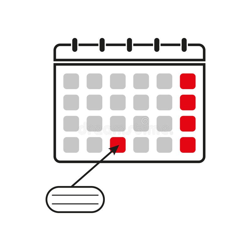Calendar Icon. Planner with Highlights. Red Square Symbol. Flat Vector ...