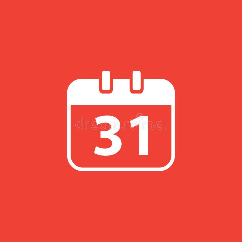Calendar Icon on Red Background. Red Flat Style Vector Illustration ...