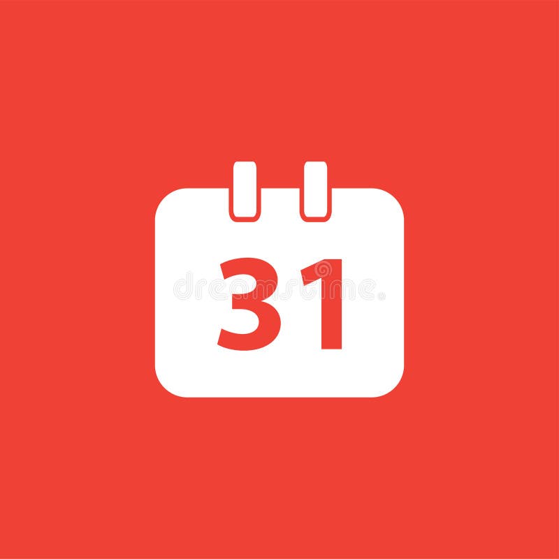 Calendar Icon on Red Background. Red Flat Style Vector Illustration ...