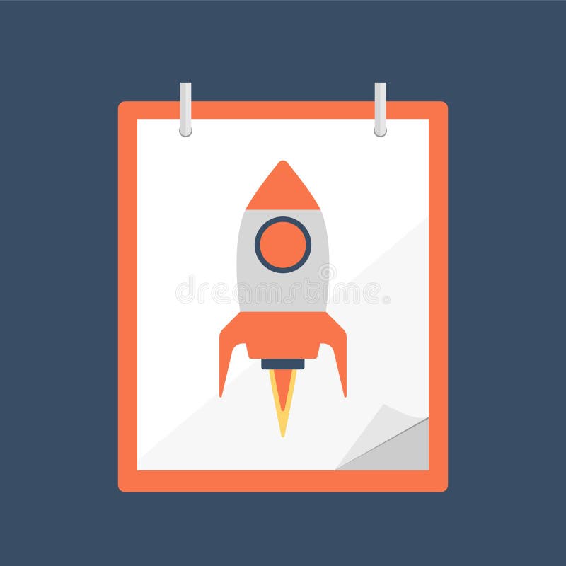 Calendar Icon with Rocket. Planning Stock Illustration - Illustration ...