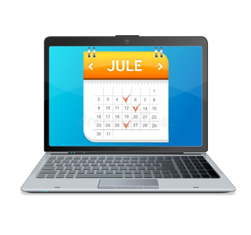 Calendar Icon on the Screen of Laptop Monitor Stock Vector ...