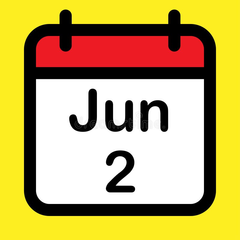 Calendar icon second June stock vector. Illustration of event - 243715760