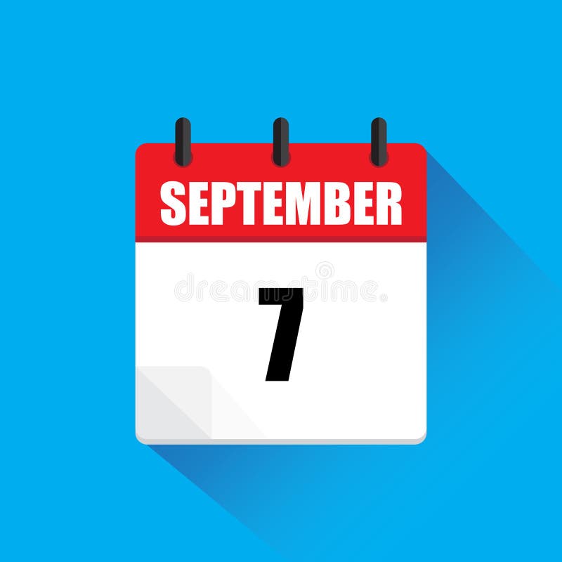 Calendar Icon September. Red Header Design. Seventh September Detail ...
