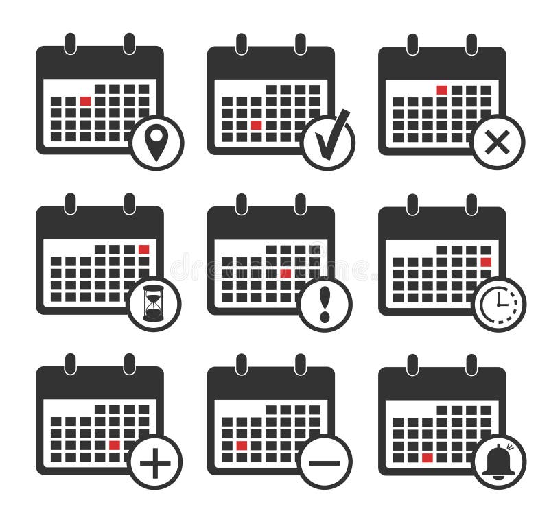 Calendar Icon. Set of Calendar Icons. Scheduling Stock Illustration ...