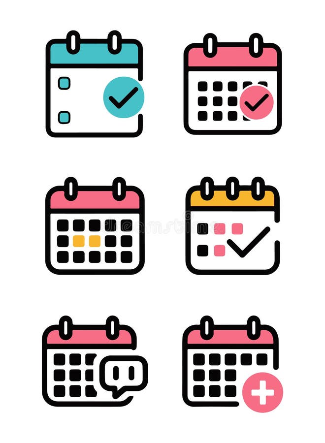 Calendar Icon Set. Calendar Vector Icon, Date Day Planner, Calender ...