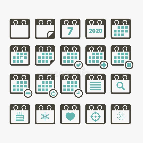 Calendar icon set 2020 stock vector. Illustration of contour - 160584852