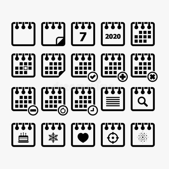 Calendar icon set 2020 stock illustration. Illustration of contour ...