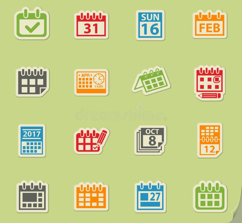 Calendar icon set stock illustration. Illustration of holiday - 88828563