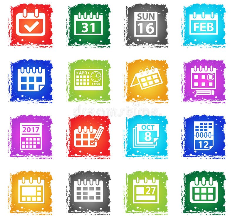 Calendar icon set stock illustration. Illustration of date - 88096874