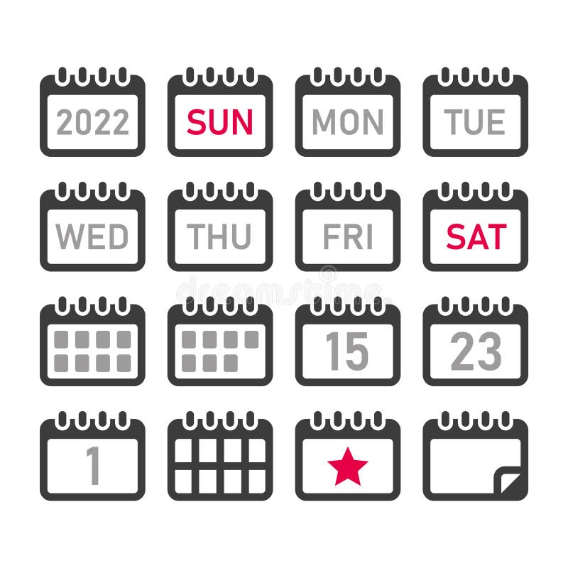 Calendar Icon Set on White Background. Vector Stock Vector ...
