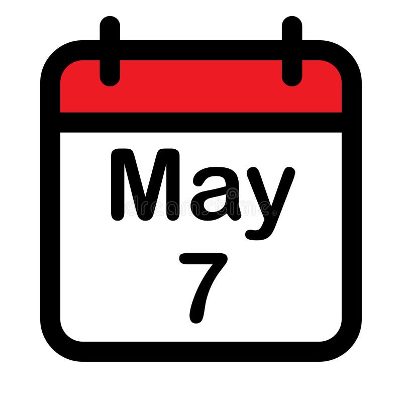 Calendar Icon with Seventh May Stock Vector - Illustration of ring ...