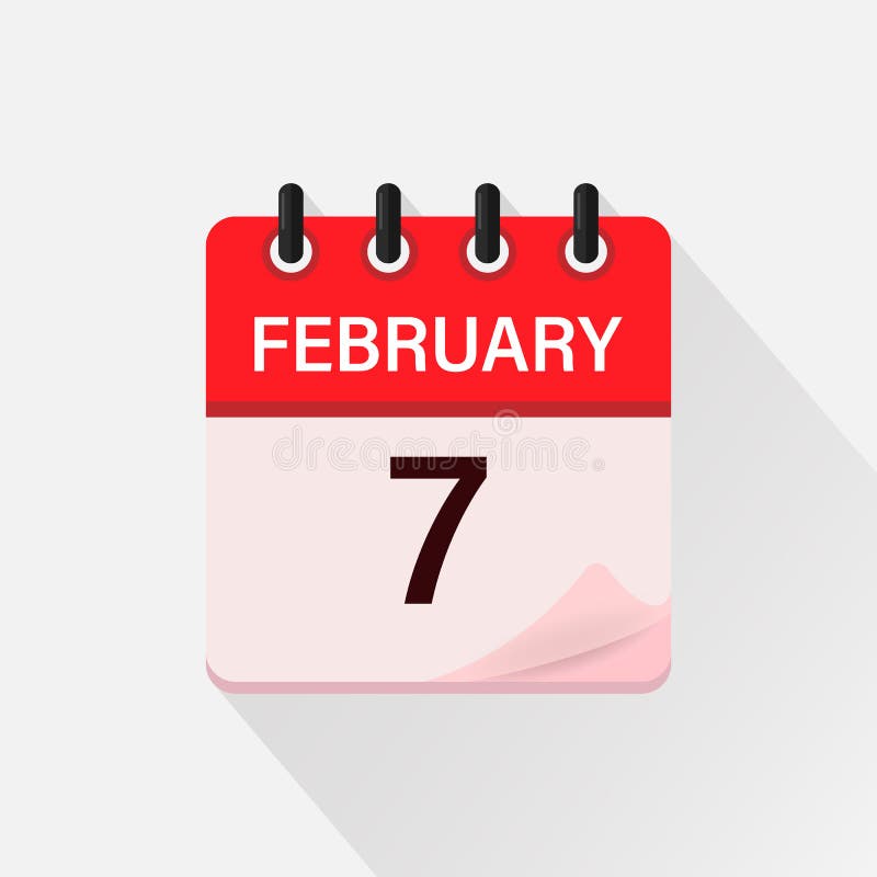 February 7, Calendar Icon with Shadow. Day, Month. Flat Vector ...